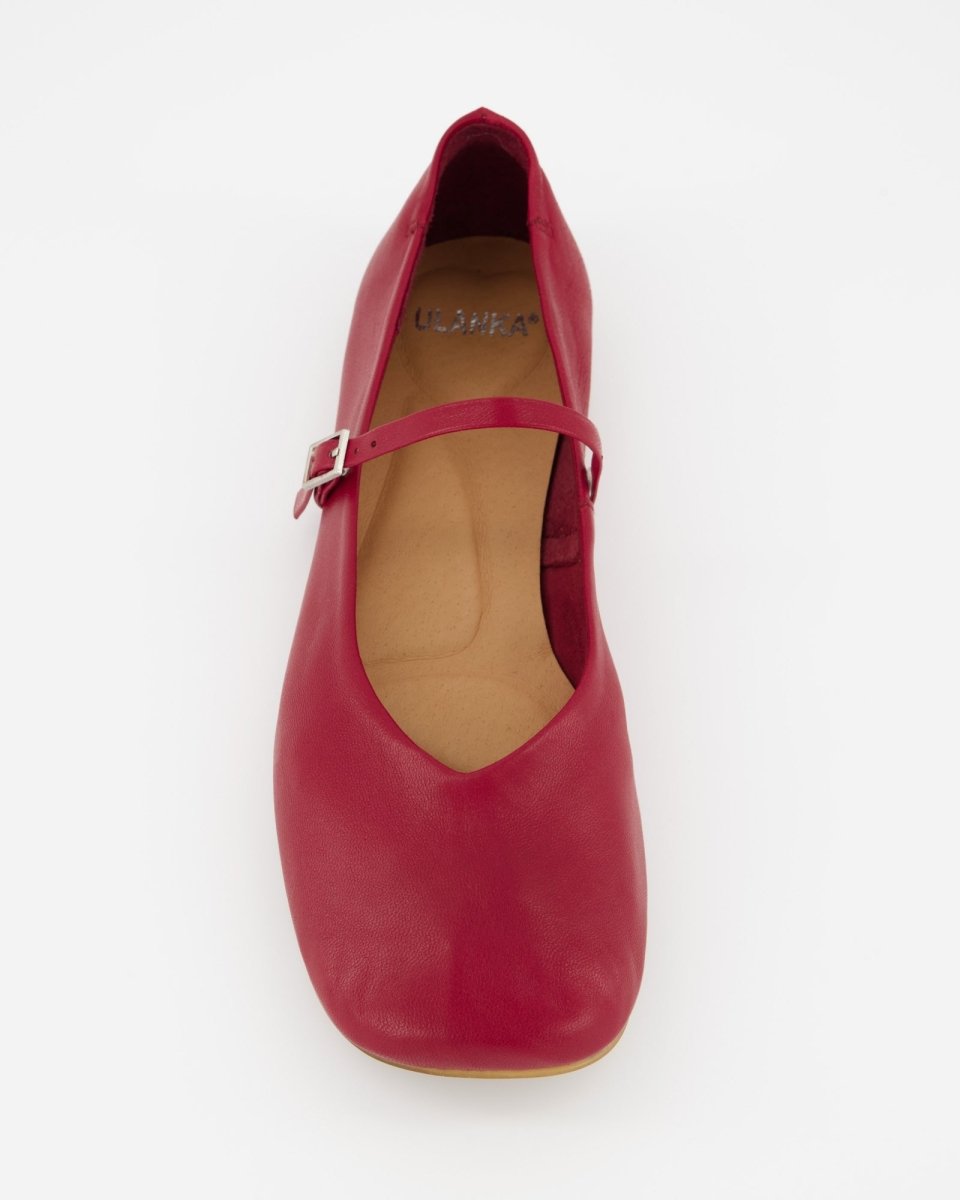 Red leather ballerinas